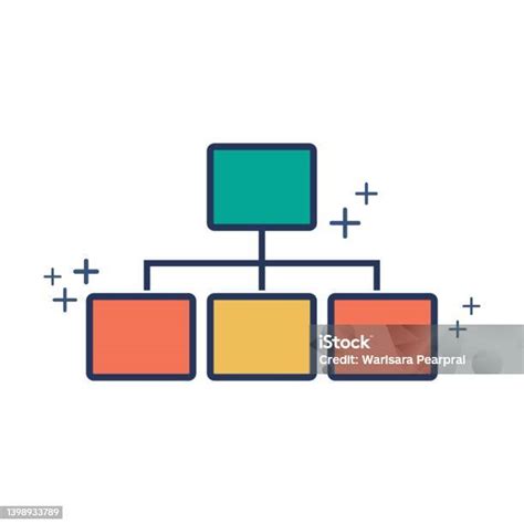 조직도 아이콘 벡터 일러스트 레이 션 글리프 스타일 디자인 색상 및 더하기 기호 흰색 배경에 고립되어 있습니다 나무에 대한 스톡