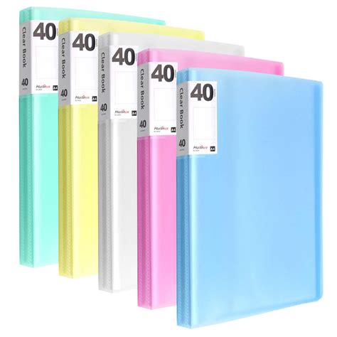 10 Pcs 5 Colors A4 Display Folder Display Book With 40 Pockets Plastic Presentation Poject