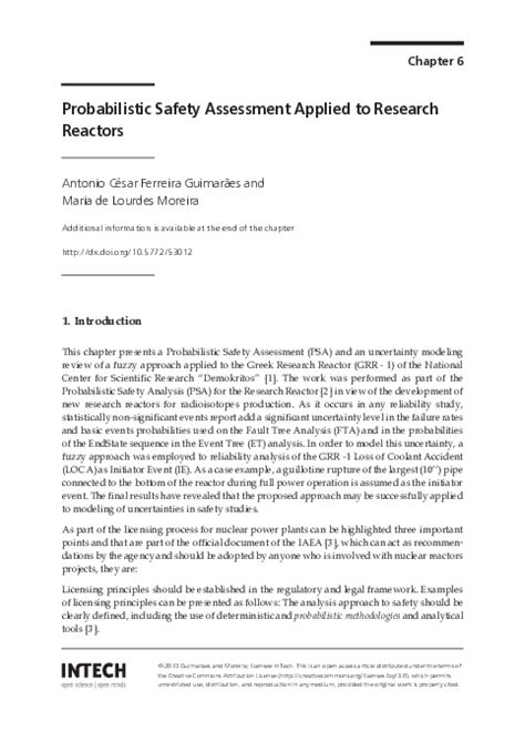 Pdf Chapter 6 Probabilistic Safety Assessment Applied To Research