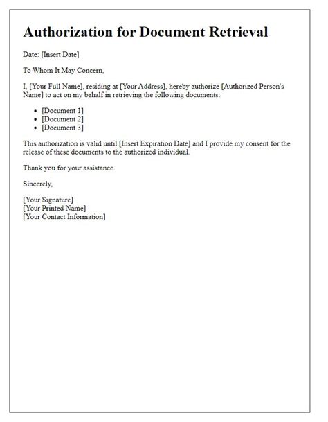 Letter Template For Document Collection Authorization Free Samples In Pdf Letterin