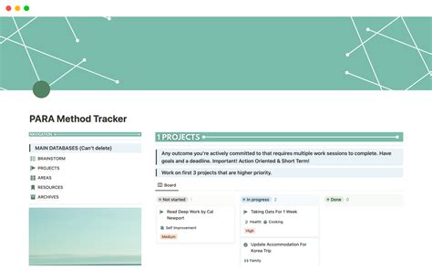 PARA Method Tracker Notion Template