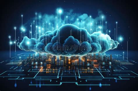 Cloud Computing Transfer Big Data On Internet Futuristic Digital Technology Stock Illustration