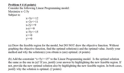 Solved Problem 4 6 Points Consider The Following Linear