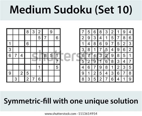 Vector Sudoku Puzzle Solution Medium Level Stock Vector Royalty Free 1113614954 Shutterstock