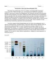 TLC Lab Chemistry 2018 Pdf Name Period Introduction To Thin Layer Chromatography TLC Thin
