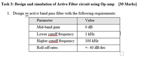 Solved Task Design And Simulation Of Active Filter Chegg