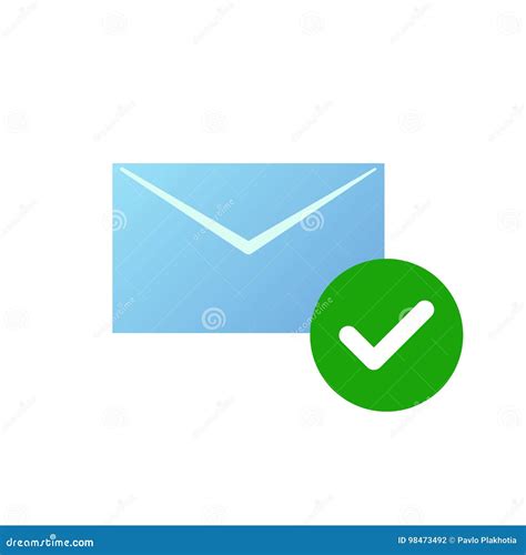 Check Message Icon Email Symbol With Green Checked Icon Stock Vector