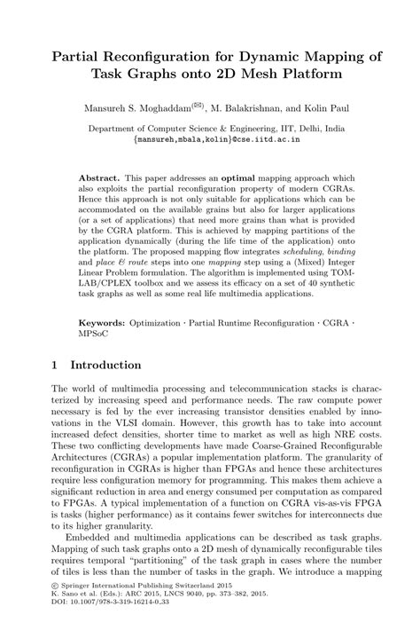 pdf partial reconfiguration for dynamic mapping of task graphs onto