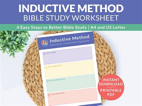 Inductive Bible Study Method Worksheet Christian Printable Template Bible Beginner Resources