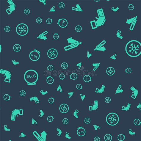 Set Medical Thermometer Digital And Snowflake On Seamless Pattern Vector Stock Vector