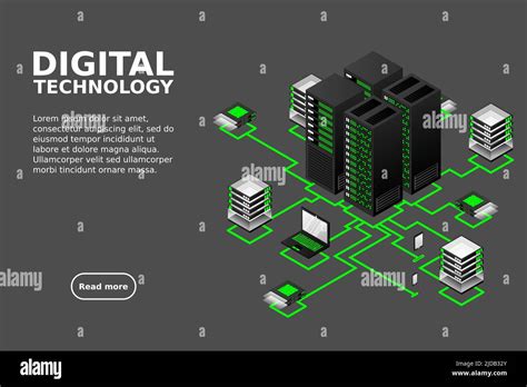 Concept Of Data Network Management Vector Isometric Map With Business