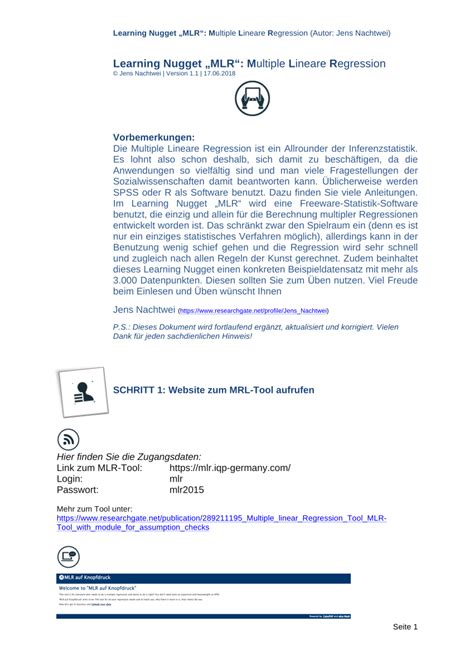 Pdf Learning Nugget Mlr Multiple Lineare Regression