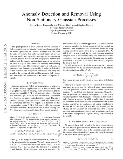 Pdf Anomaly Detection And Removal Using Non Stationary Gaussian Processes