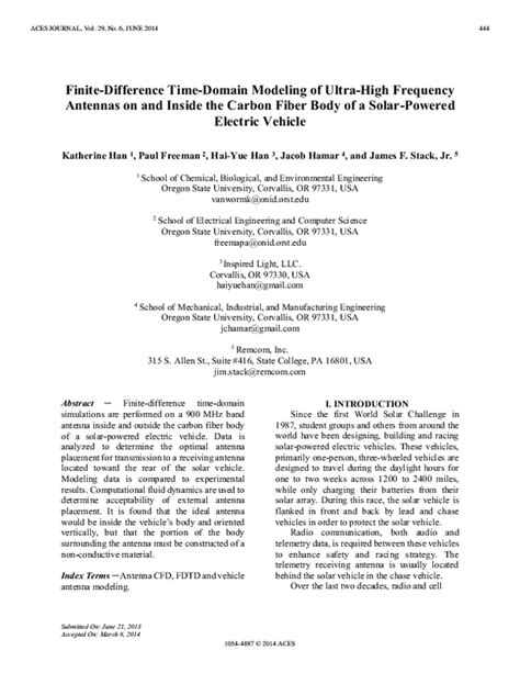 Pdf Finite Difference Time Domain Modeling Of Ultra High Frequency Antennas On And Inside The