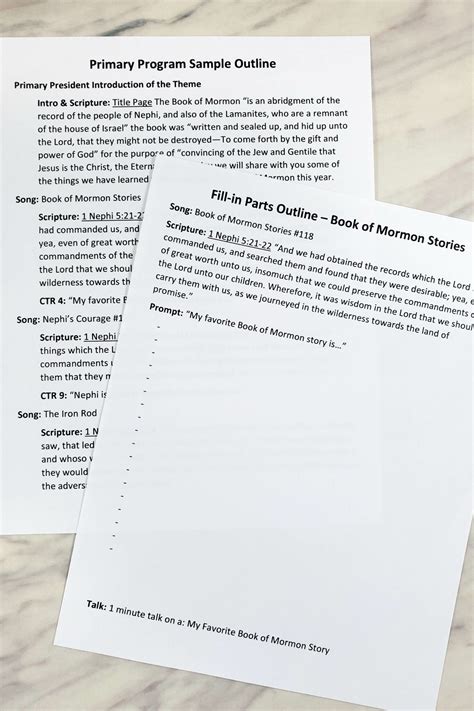 Shop Book Of Mormon Primary Program Outline Primary Singing