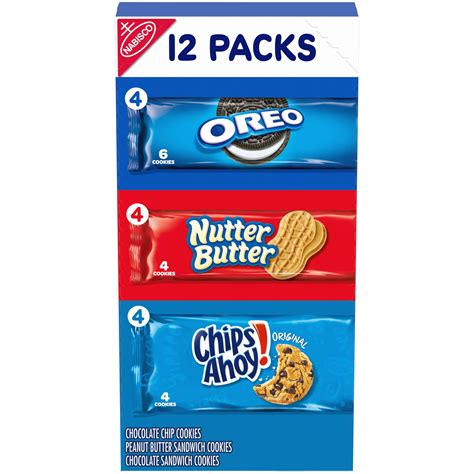 Nabisco Cookie Variety Pack Oreo Nutter Butter Chips Ahoy 12 Snack Packs Assorted 12 Count