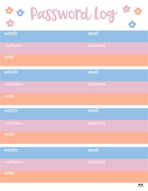 Password Logs And Trackers 25 Free Printables Printabulls
