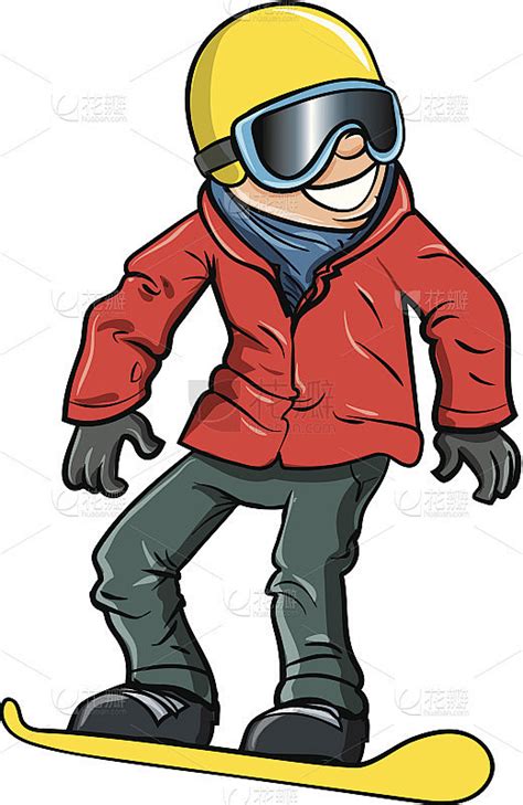 卡通微笑奥林匹克滑雪板运动员