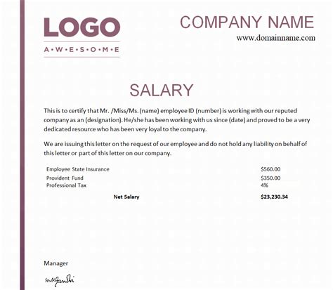 27 Editable Salary Certificate Templates In Ms Word Word