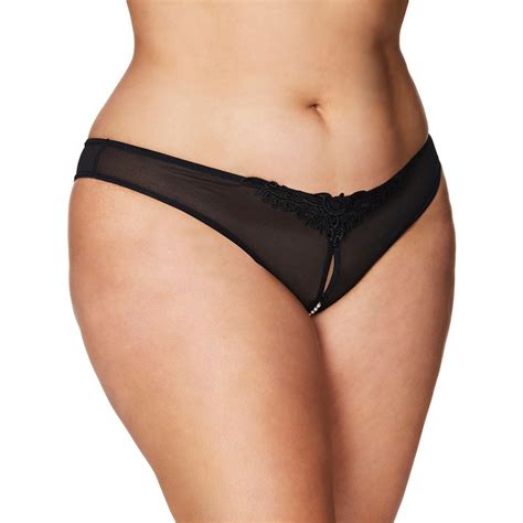 Pearl Crotchless Thong Plus Size