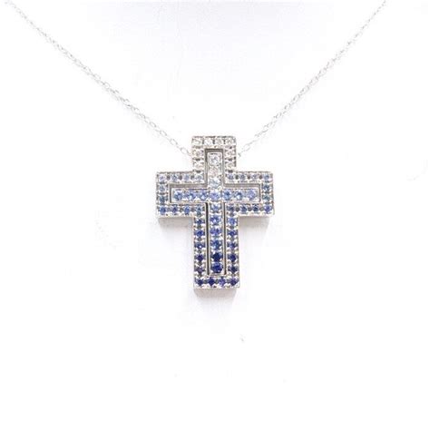 다미아니 Damiani 중고 20087030 18k화이트골드 018캐럿다이아 아이스버그 118캐럿 사파이어 벨에포크 20x26mm 네크리스 목걸이 Aa30348 트렌비