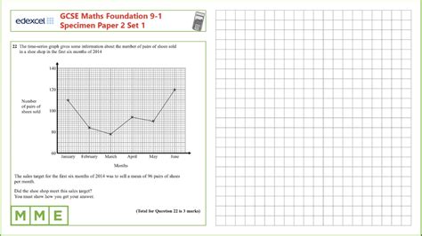 Gcse Maths Edexcel Specimen Set 1 Foundation Paper 2 Q22 Time Series Graph Youtube