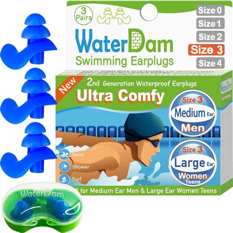 Swimming Ear Plugs Waterproof Earplugs 3 Pairs Silicone