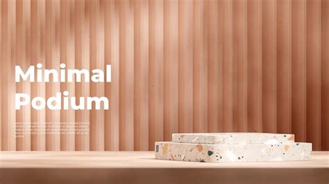 Красочный терраццо подиум в пейзаже коричневого цвета узор стены 3d рендеринг шаблон макет