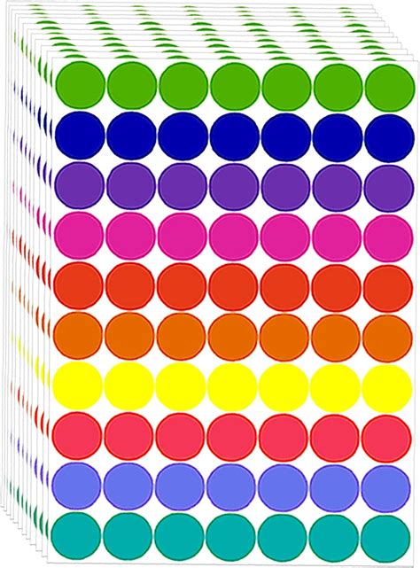 1400 pcs colored dot stickers 1 inch round color coding