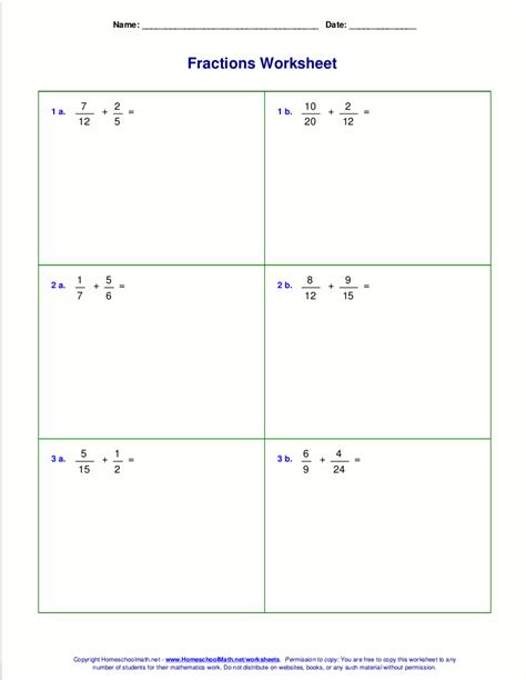 Worksheets For Fraction Addition Worksheets Library