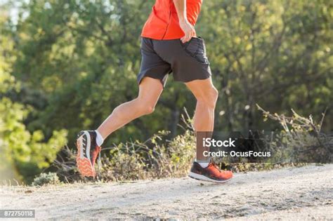 피트 니스 개념에가 배경에서 시골에서 교육 운동 조깅에 길에서 오르막 실행 찢어진 운동과 근육 다리 러너 스포츠 남자 가을에 대한 스톡 사진 및 기타 이미지 Istock