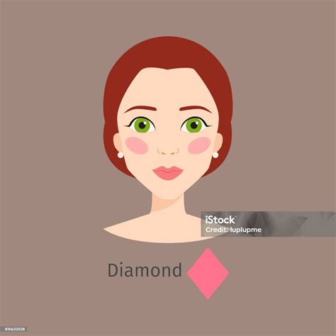 여자 얼굴 유형 벡터 그림 문자 모양 여자 화장 아름 다운 머리 화장품 여성 다이아몬드 건강한 생활방식에 대한 스톡 벡터 아트 및 기타 이미지 건강한 생활방식 귀 부분