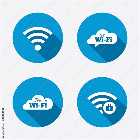 Wifi Wireless Network Icons Wi Fi Zone Locked Stock Vector Adobe Stock