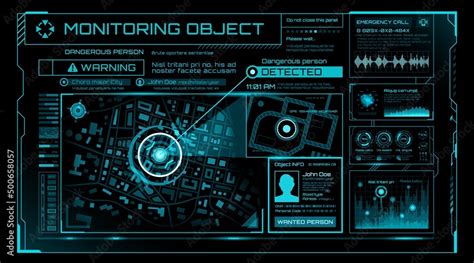 Hud Security Monitoring System Technology Digital Interface Screen Vector Ui Hud Cyber