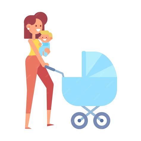 Счастливая мать с ребенком плоская векторная иллюстрация родители с детьми Премиум векторы