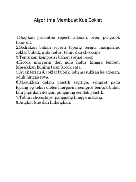Algoritma Membuat Kue Coklat Pdf Pdf