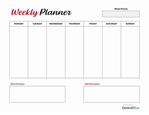 Vertical Weekly Planner Templates