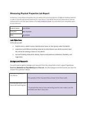 Physical Properties Lab Report Tiny World Course Hero