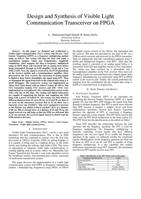 Pdf Design And Synthesis Of Visible Light Communication Transceiver On Fpga