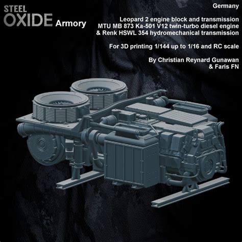 3d Printable Leopard 2 Engine Block And Transmission Mtu Mb 873 Ka 501