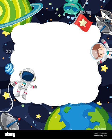 Frame Template With Astronaut Flying In The Space Background