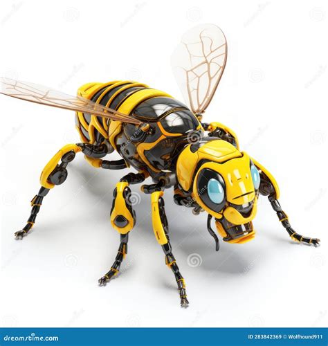 Bee Or Wasp Robot Robotic Insect Isolated Over White Background Ai Generated Stock