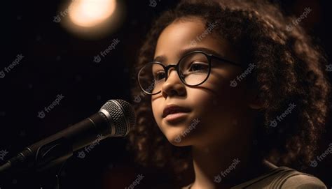 Jovem Músico Adulto Cantando No Palco Iluminado Gerado Por Ia Foto Grátis