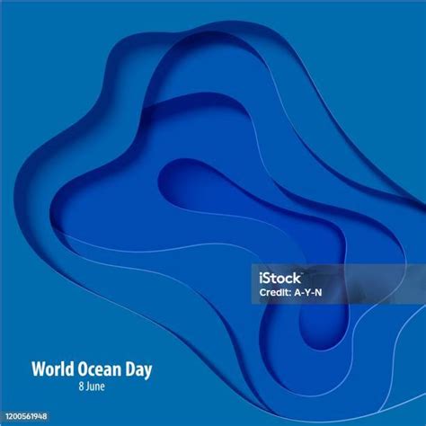 컷 페이퍼 스타일의 추상 블루 스퀘어 전단지 지구 포스터 세계 물의 날 에코 브로셔를 저장하기위한 컷 아웃 바다 파도 템플릿 벡터 물 아플리케 카드 일러스트 3차원 형태에