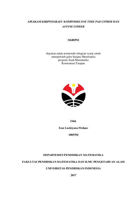 Pdf Aplikasi Kriptografi Komposisi One Time Pad Cipher Dan Affine