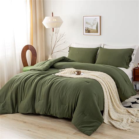 Litanika Dark Olive Green Comforter Set Full 3 Pieces