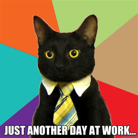 Just Another Day At Work Business Cat Quickmeme