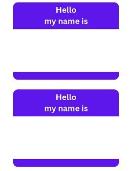 Hello My Name Is Tag By Quinn Posts TPT