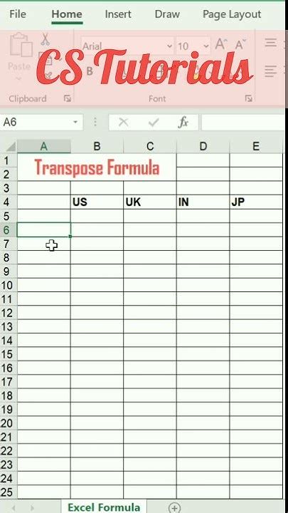 transpose function in excel rows to columns excel shorts cstutorials youtube