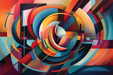 Collision Of Vibrant Geometric Shapes Creating A Visually Stimulating And Dynamic Abstract